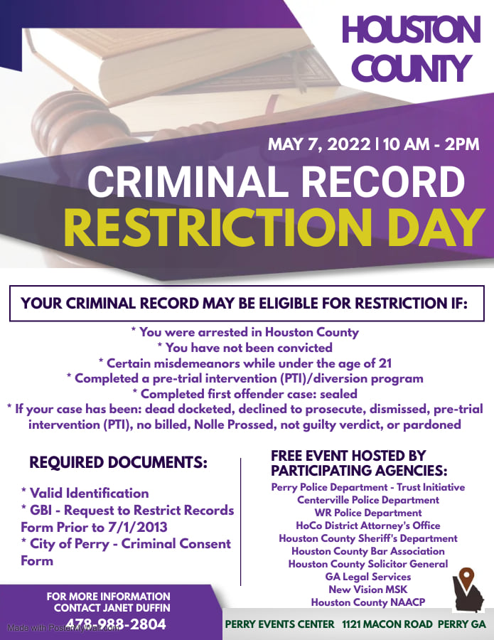Criminal Record Restriction Day | City of Perry